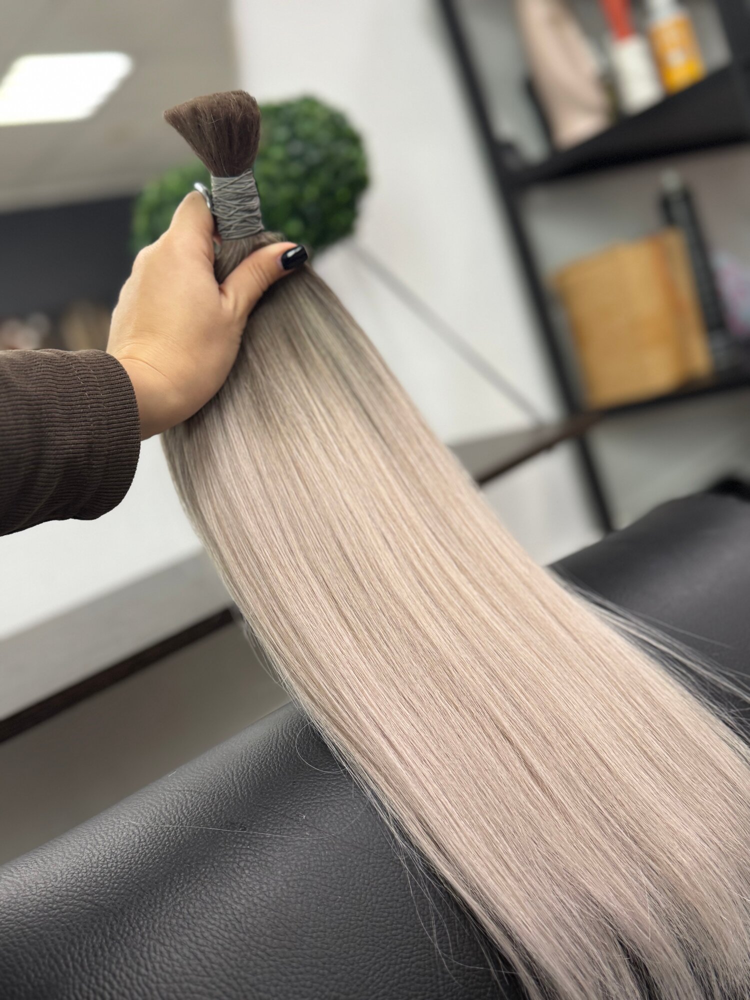 Натуральные волосы для наращивания 50 см амбре , люкс качества , Российский окрас