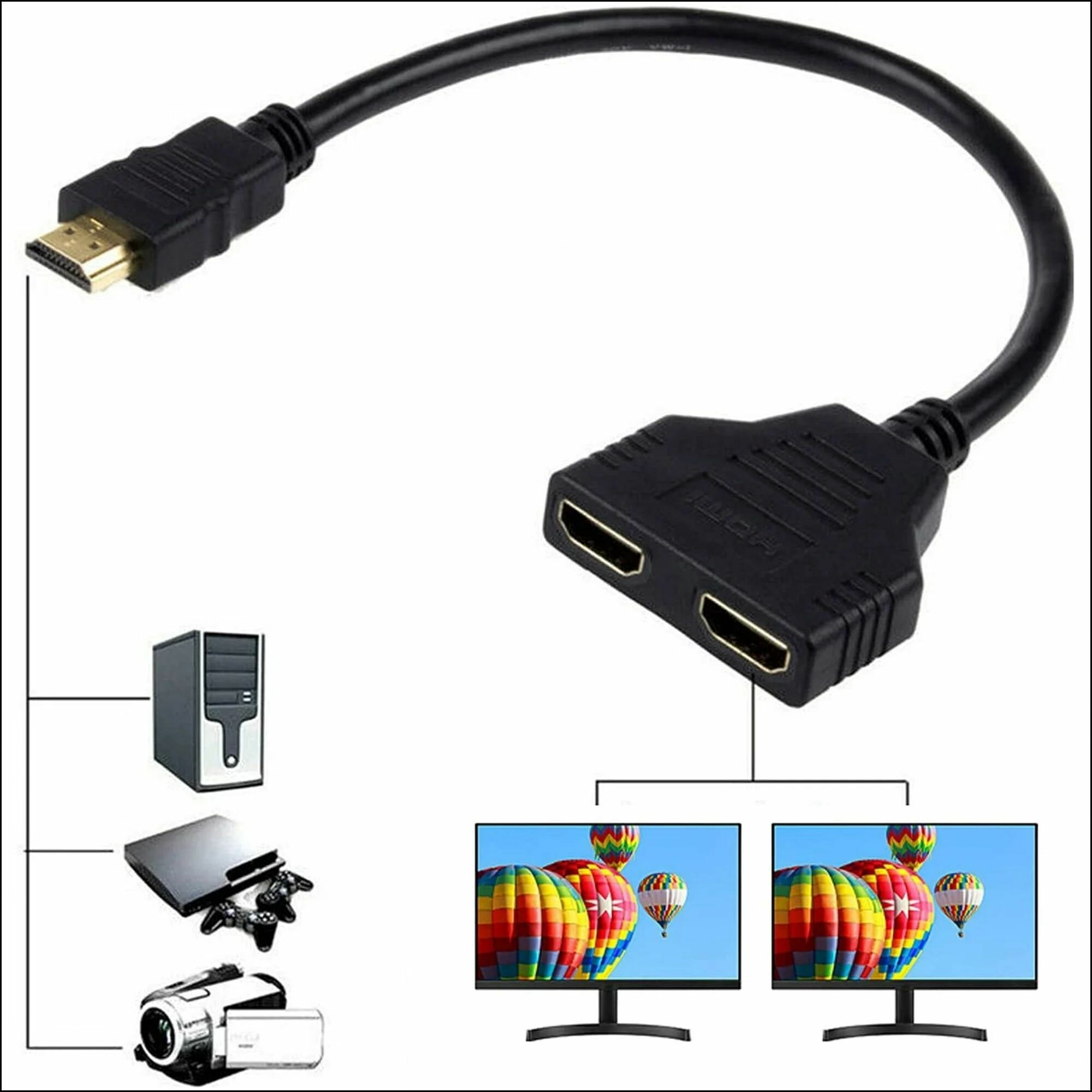 Разветвитель HDMI, HD, LED, LCD, TV, поддержка двух телевизоров одновременно