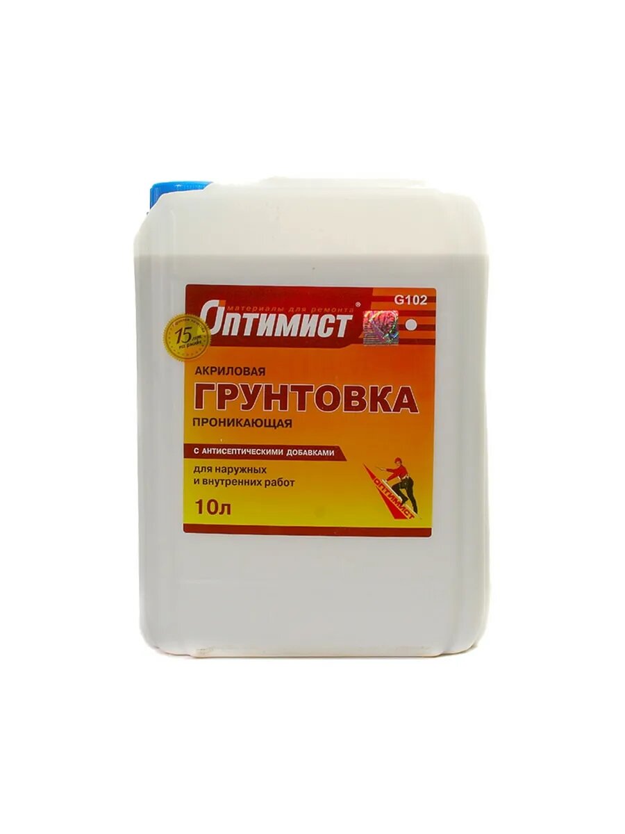 Грунтовка Оптимист G102, универсальная, для внутренних и наружных работ, 10 л