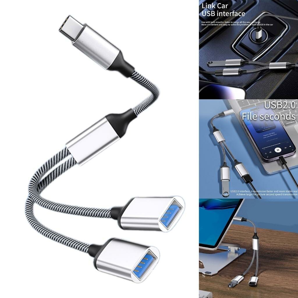 USB-C–USB-разветвитель, Черный — фото 1