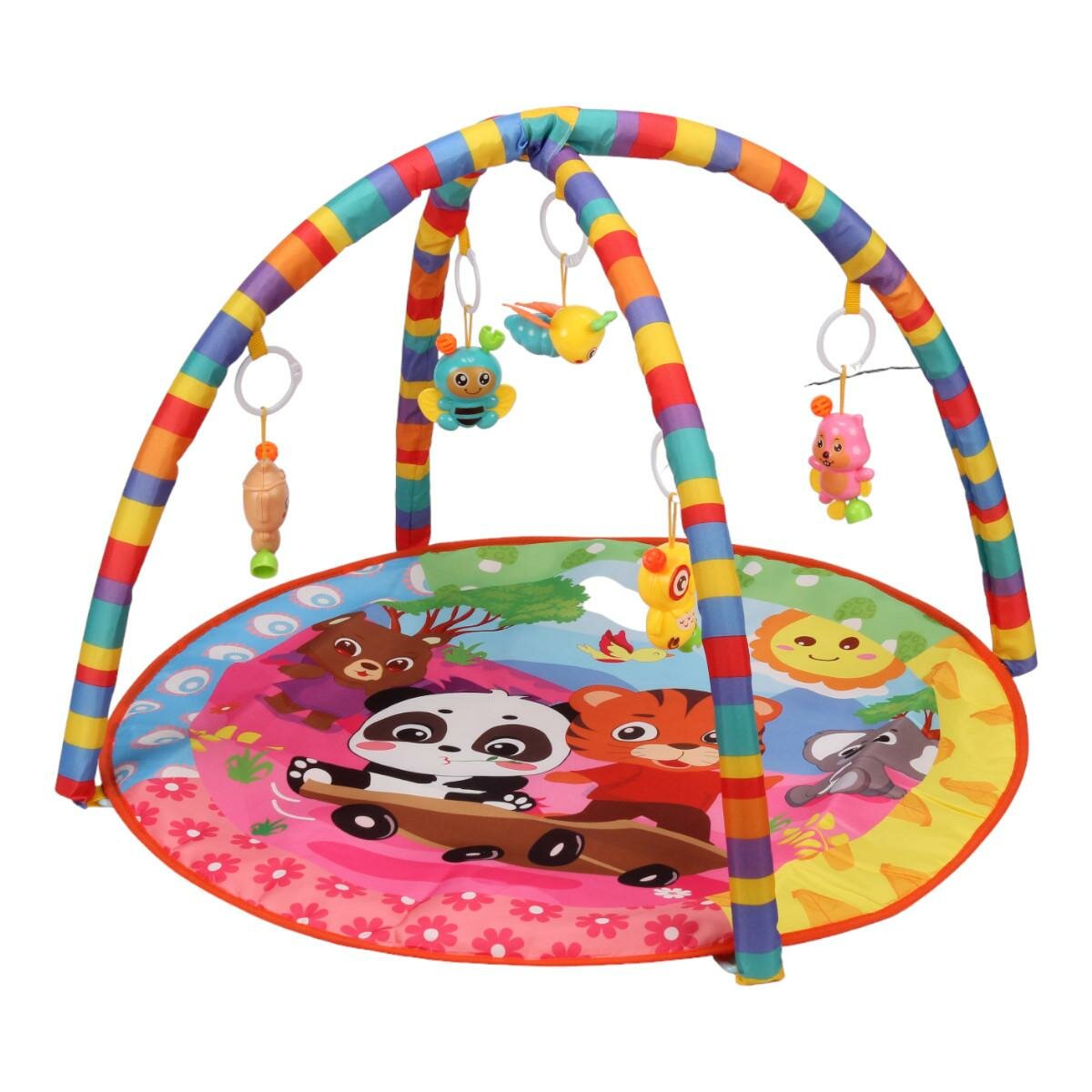 Коврик развивающий детский с дугами и игрушками, 63х63 см, текстиль/пластик, яркие цвета