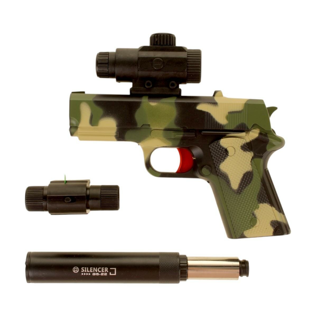 Игрушечный детский пистолет с оптикой и лазерным прицелом, пластиковый, 29.6x3.0x14.3 см