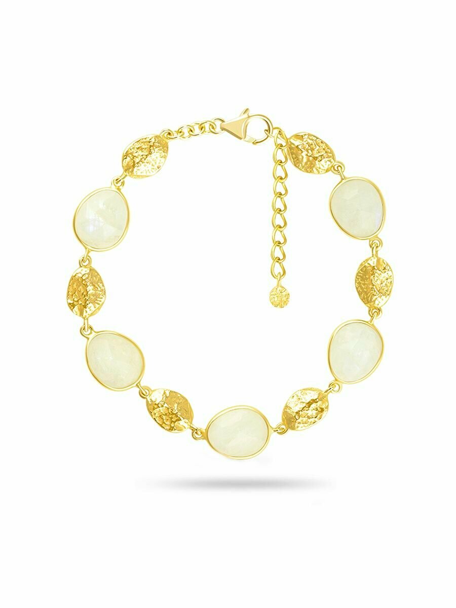 Браслет, серебро, 925 проба, золочение, лунный камень