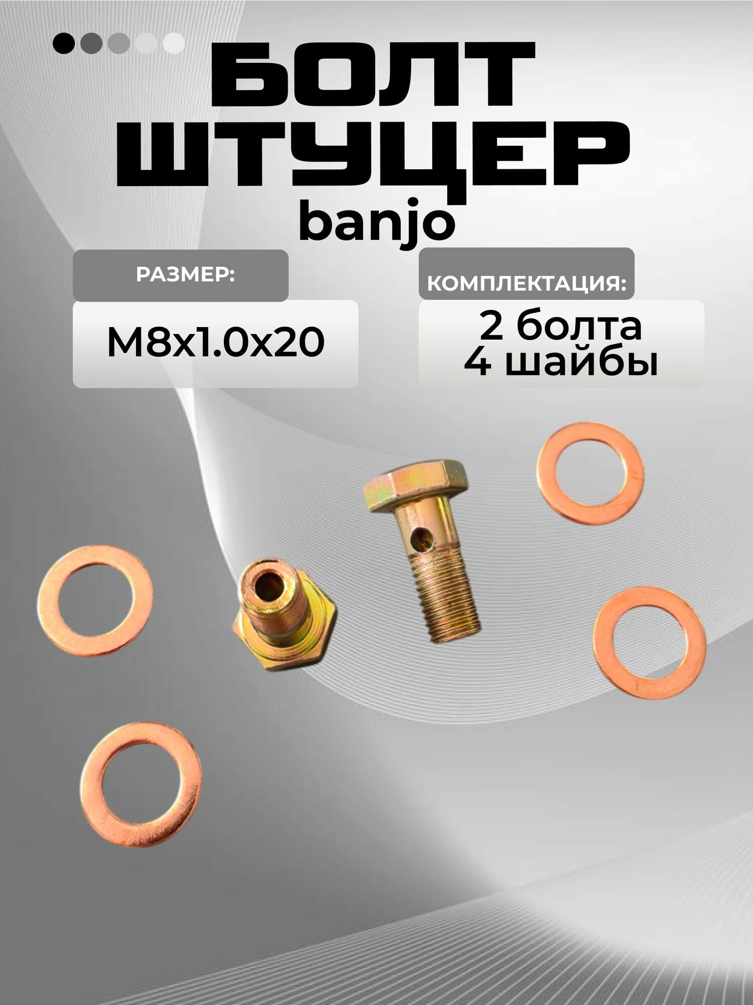 Болт (штуцер) для banjo М8х1.0х20 ( M8*1 L 20mm ) 2 шт.
