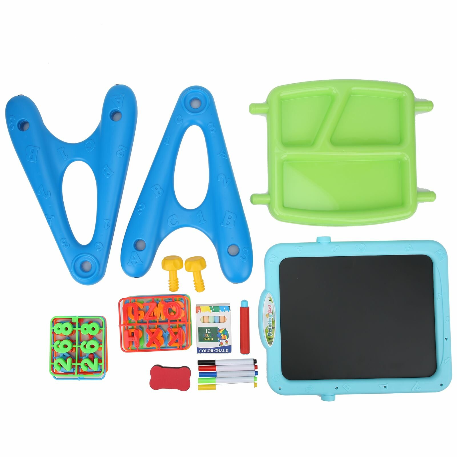 Детская доска для рисования и письма с мелом и маркером, синяя