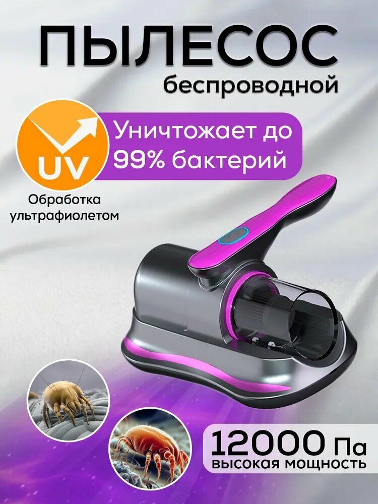 Ручной пылесос "Фиолетовый", контейнерный, УФ-лампа, от пылевых клещей