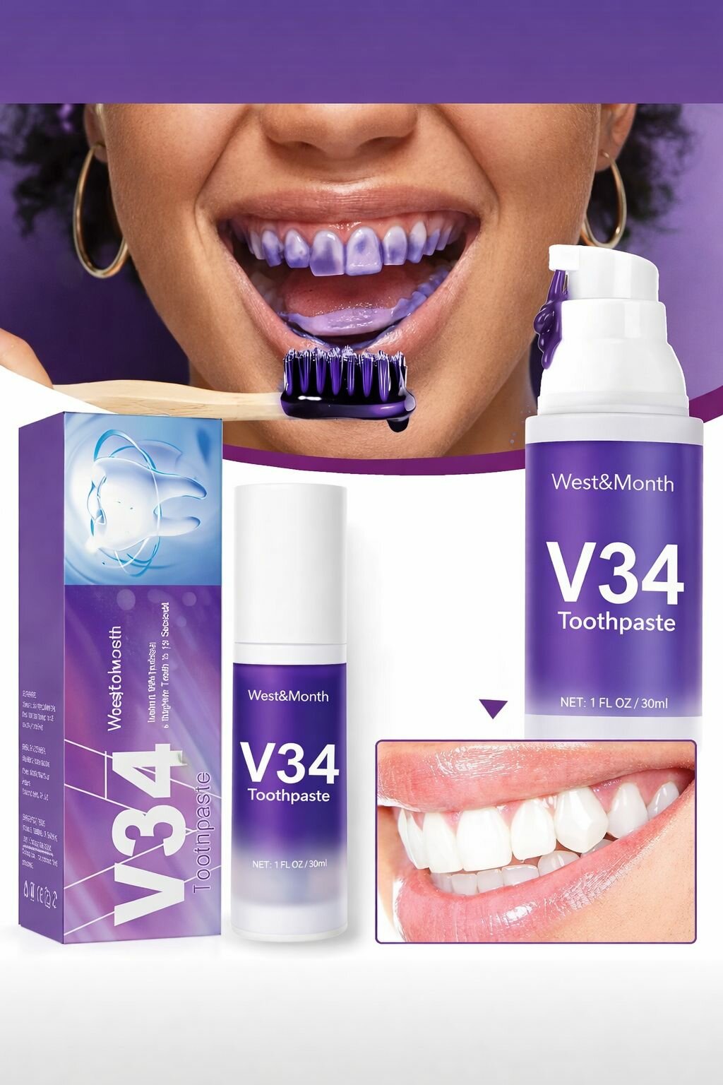 Зубная паста V34 для отбеливания и ухода за чувствительными зубами