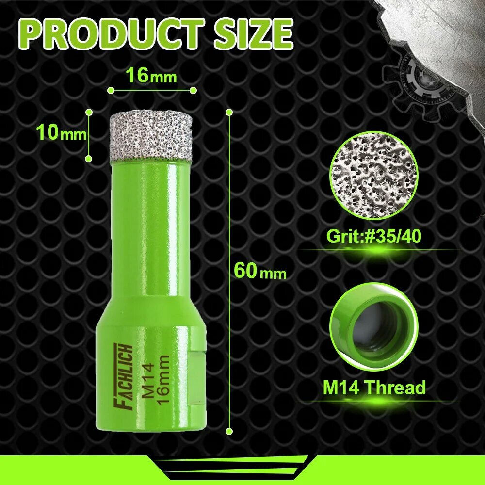 Сверла-коронки FACHLICH 6-150 мм для сухого сверления 2pcs, 16mm