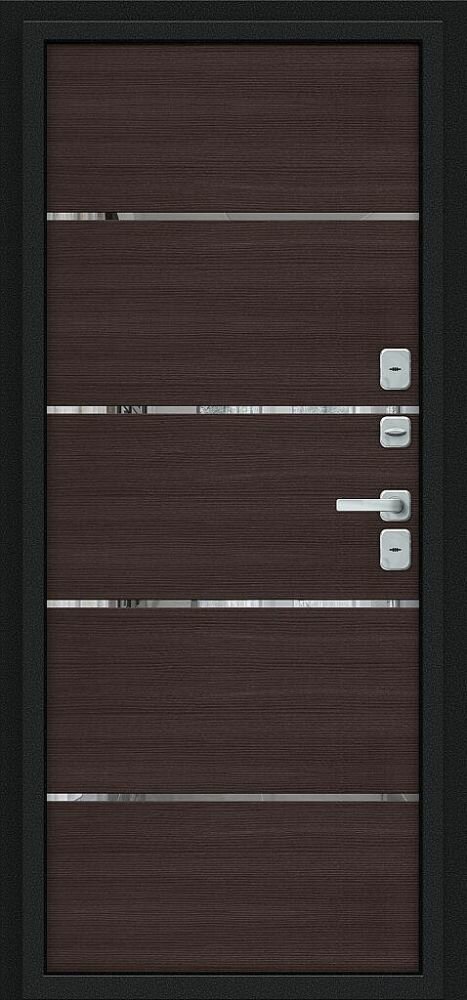 Входная Дверь Bravo Лайн/BChrome Букле Черное/Wenge Melinga 860x2050, 960x2050мм / Браво.