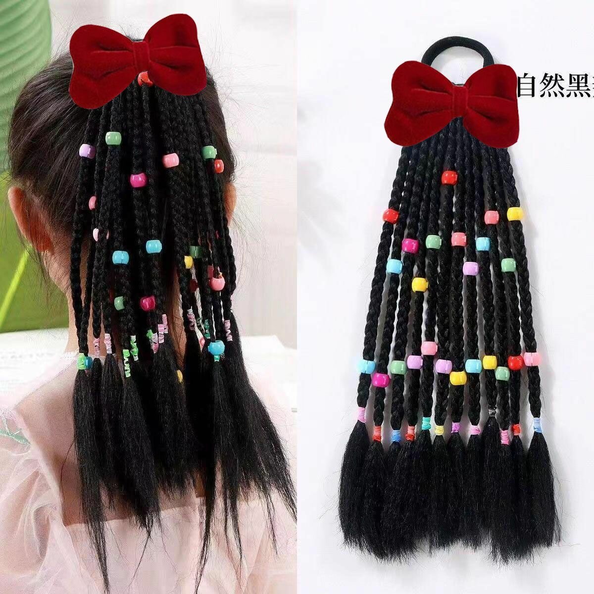 Парик-хвост для девочек, детские косички, разноцветные детские шнурки для плетения кос, стиль "грязных кос".