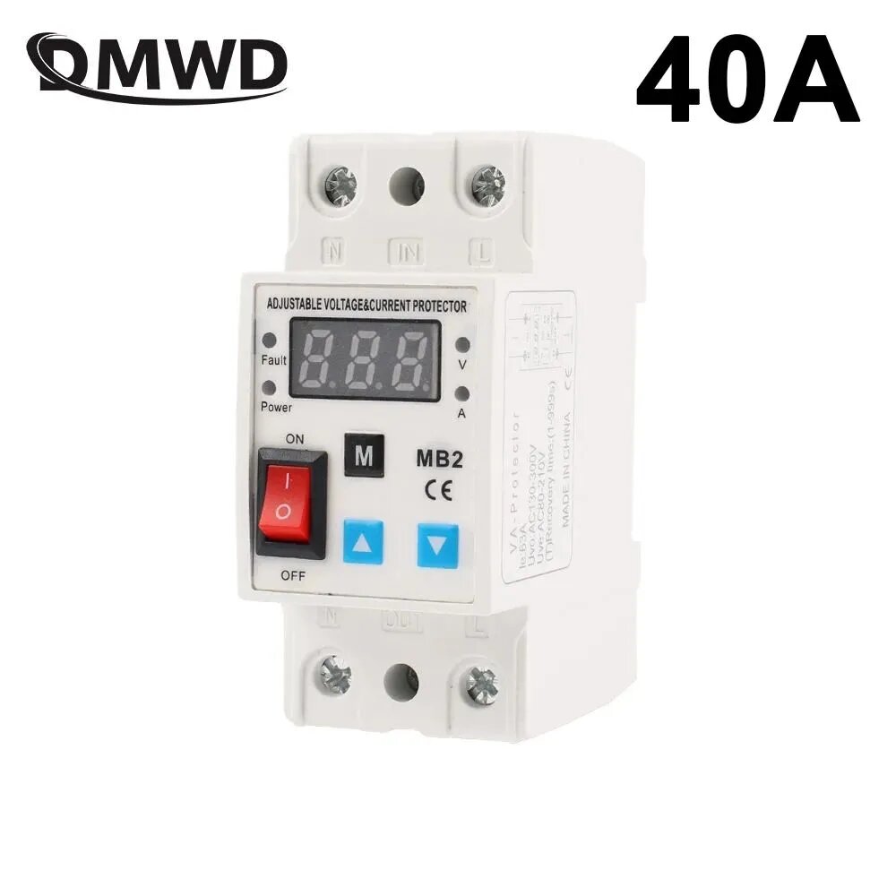 ZS2-VA , Din-рейка,3 цифровых , ЖК-дисплей Защита от перенапряжения и пониженного напряжения , AC 220V 40A, С переключателями