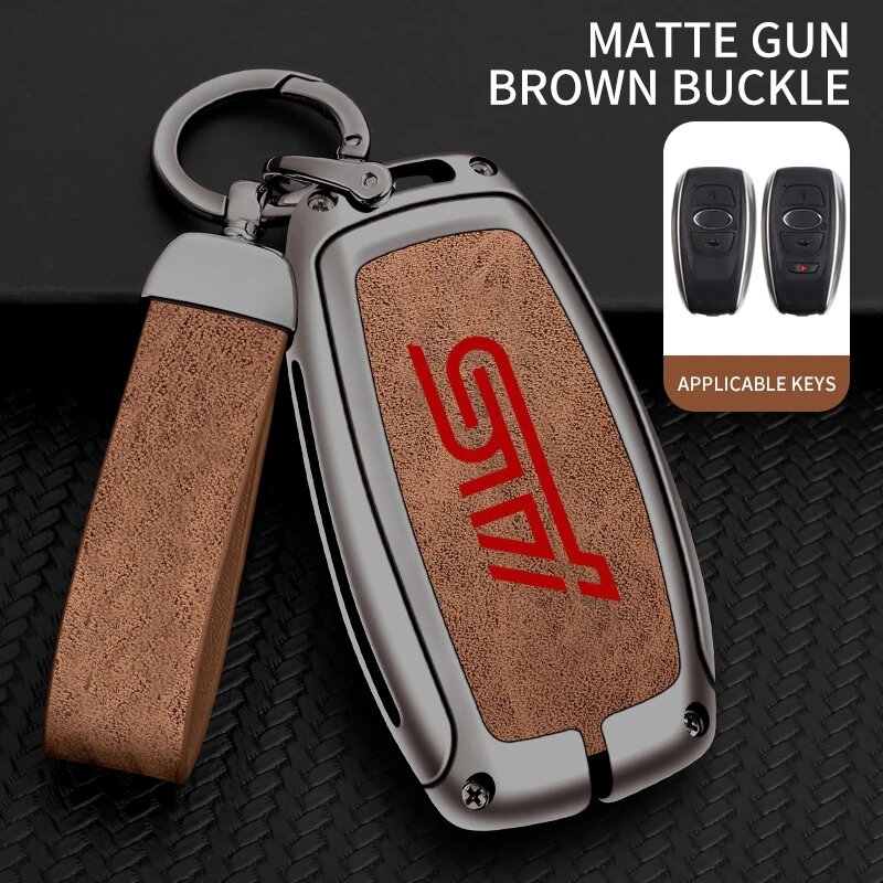 Автомобильный чехол для ключей из цинкового сплава, сумка для Subaru STI Brz Wrx Xv Gun Black Brown