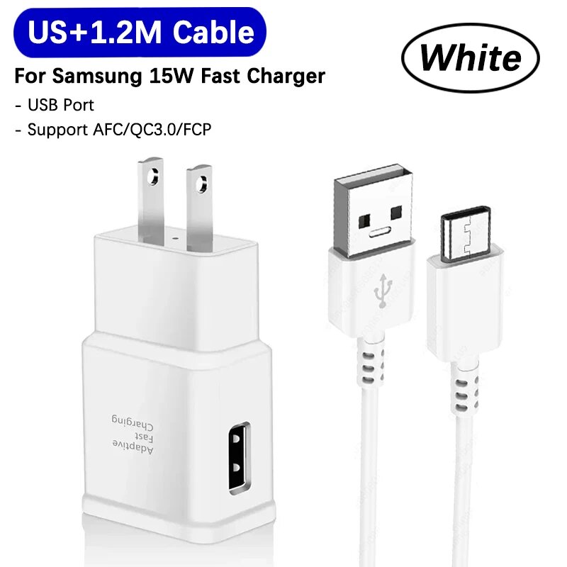 Samsung 15W зарядное устройство White-US с кабелем USB-C 1.2м
