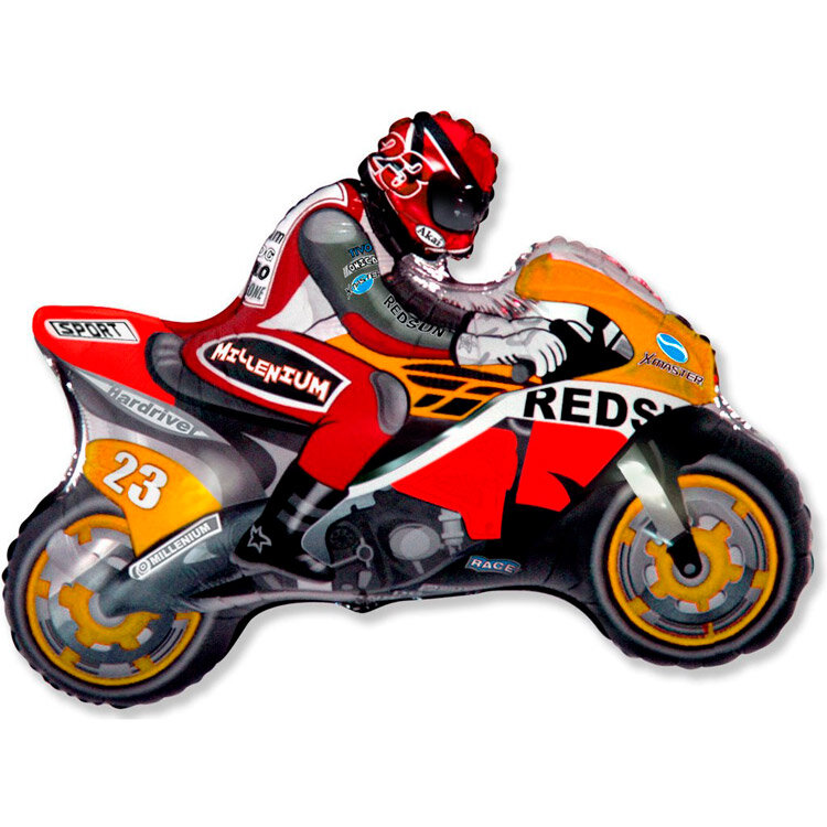 Воздушный шар из фольги. Фигура, Мотоцикл, Оранжевый (31'/79 см, ESP)