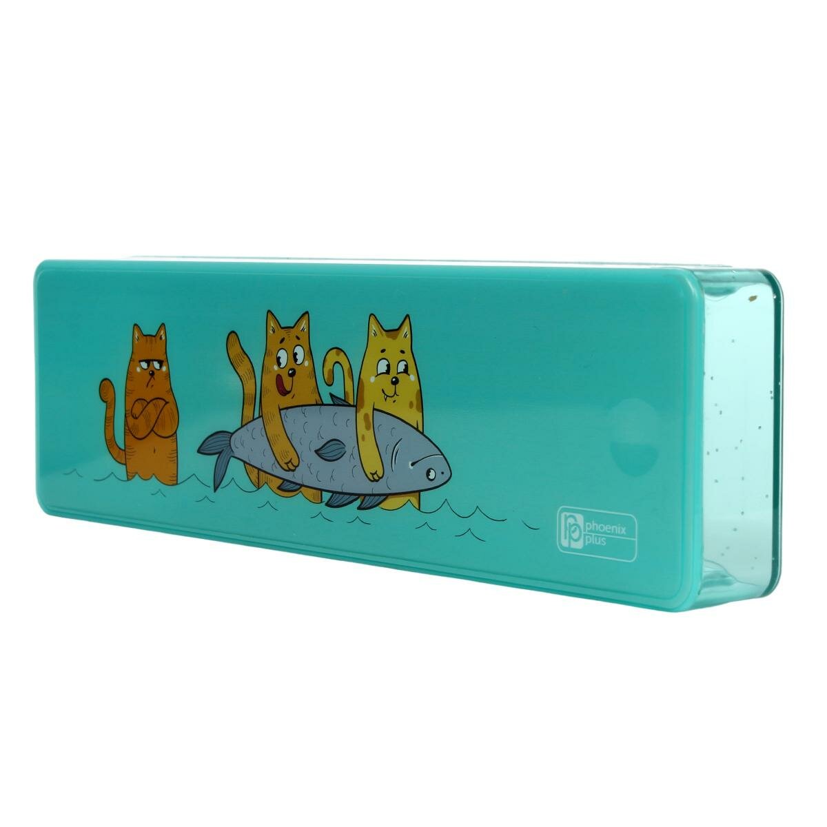 Пенал школьный "Три кота", 20 х 5.5 х 2.2 см, голубой, для канцелярии