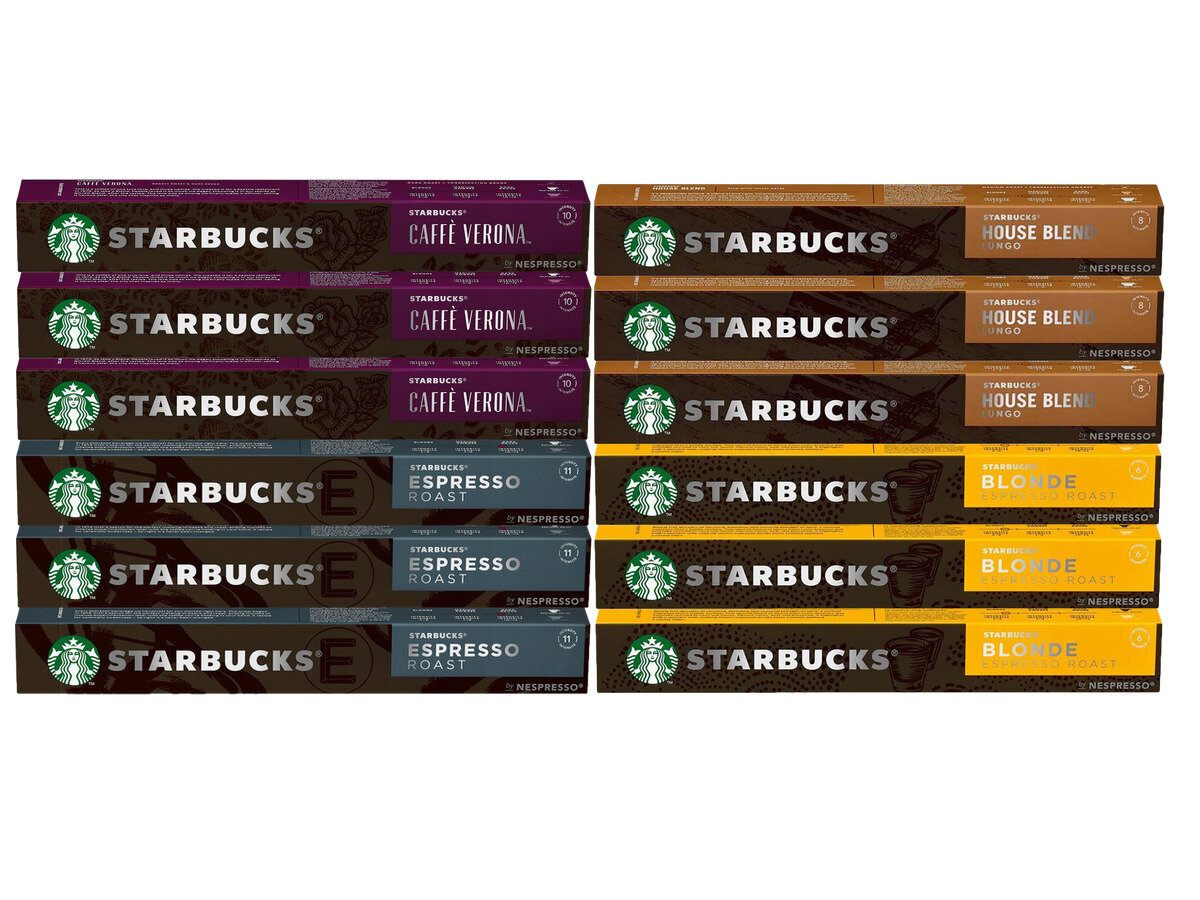 Кофе капсульный Starbucks Сaffe Verona, Espresso Roast, Blonde Espresso Roast, House Blend светлой обжарки, 12 шт