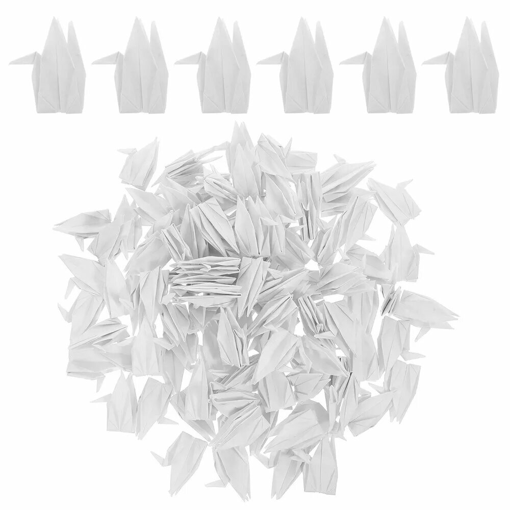 Набор из 100 белых готовых бумажных журавлей оригами для праздничного декора и фотосессий