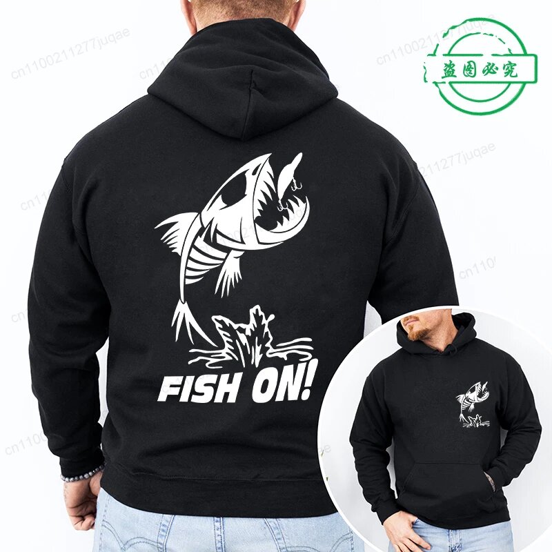 Черная мужская толстовка с рыбой Fish On! XXXL