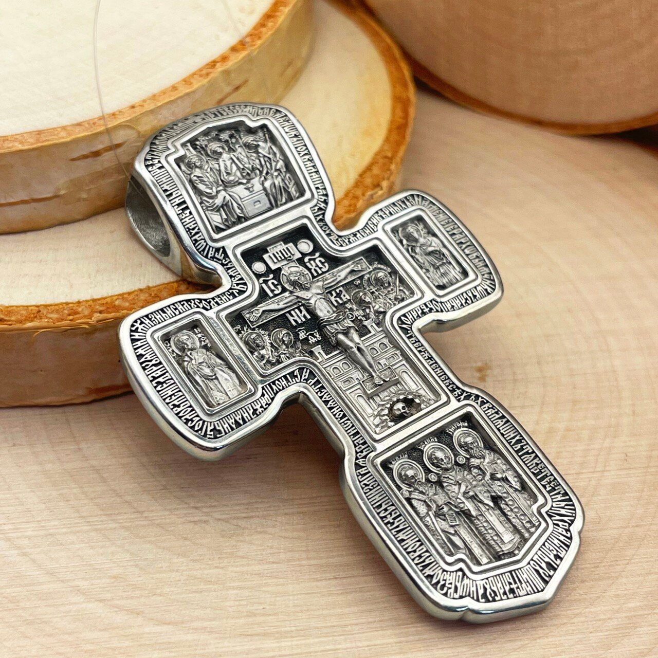 Крестик, серебро, 925 проба, родирование, чернение