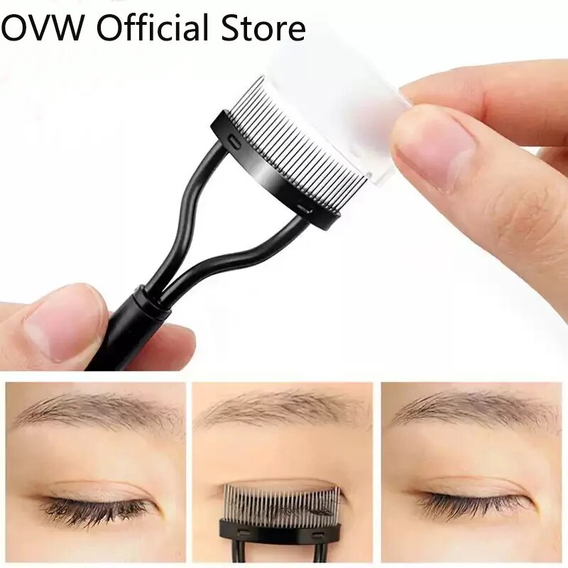 OVW Расческа для ресниц Разделитель ресниц Аппликатор для туши Средство для определения ресниц с крышкой расчески GZ005-BLACK