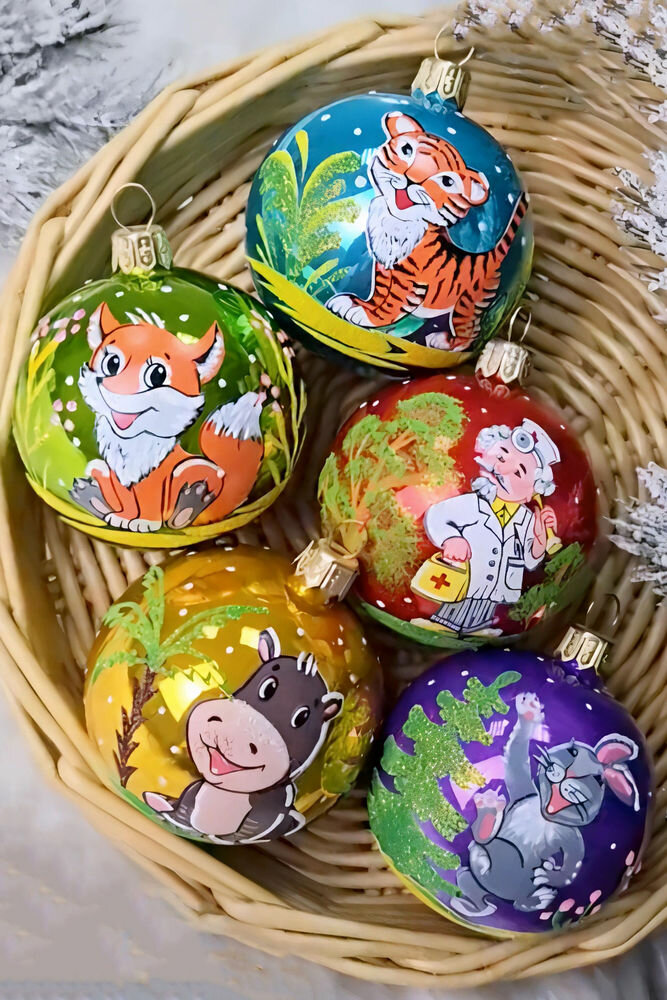 Набор стеклянных шаров айболит, 5*62 мм, Елочка С2197