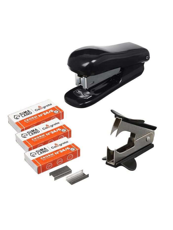 Набор Степлер 24/6, скобы 3000шт, антистеплер