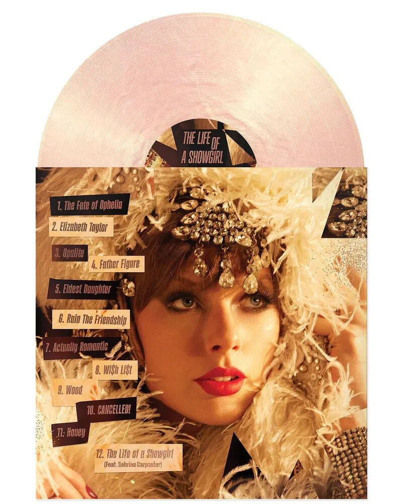 Taylor Swift - The Life Of A Showgirl(2025)/Target Exclusive/Limited Edition - непрозрачный розовый и бледно-желтый перламутровый с золотым мерцанием/Виниловая пластинка