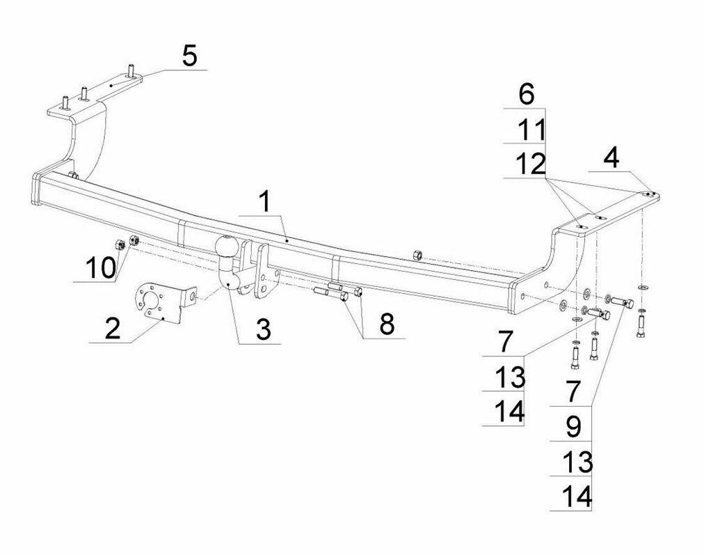 Фаркоп для Toyota Highlander 2003-2010 условно-съемное крепление шара, TY 32