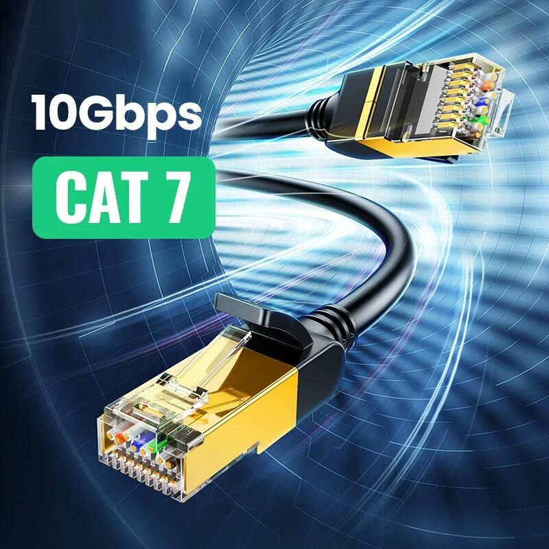 Кабель Ethernet Cat 7, высокоскоростной плоский гигабитный кабель STP RJ45 LAN, сетевой кабель 10 Гбит/с, код подключения для маршрутизатора Ethernet