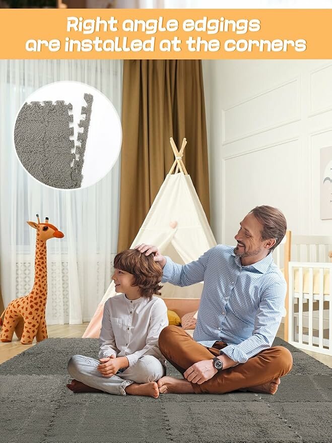 10 шт. Плюш пенопластовой коврик предотвращает скольжение загущенные переполненные ковровые плитки для спальни серой