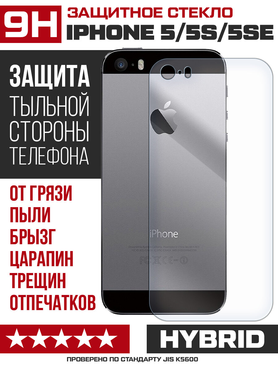 Стекло защитное гибридное Krutoff для iPhone 5/5S/5SE задняя строна