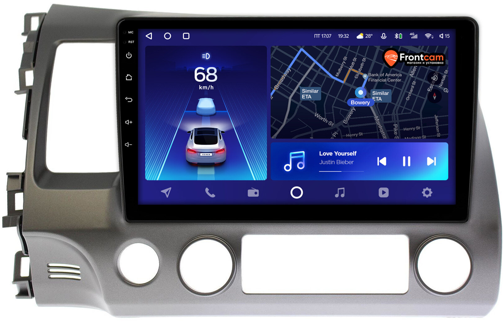 Штатная магнитола Honda Civic 8 4D 2005-2012 (левый руль, седан) Teyes CC2 PLUS 4/32 10" RM-10-063 Android 10 (4G-SIM, DSP, QLed)