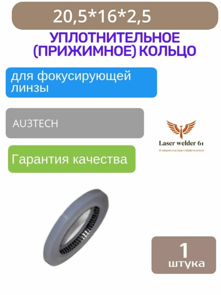 (20.5х16х2.5 1 шт) Уплотнительное( прижимное) кольцо 20,5*16*2,5 для защитного стекла для лазерного аппарата. Комплектующее для станка ЧПУ