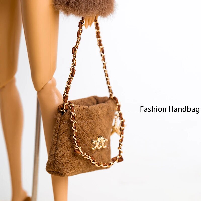 Кожаная куртка и юбка для куклы Xianxian FR 1/6 Коричневый, Fashion Handbag 1
