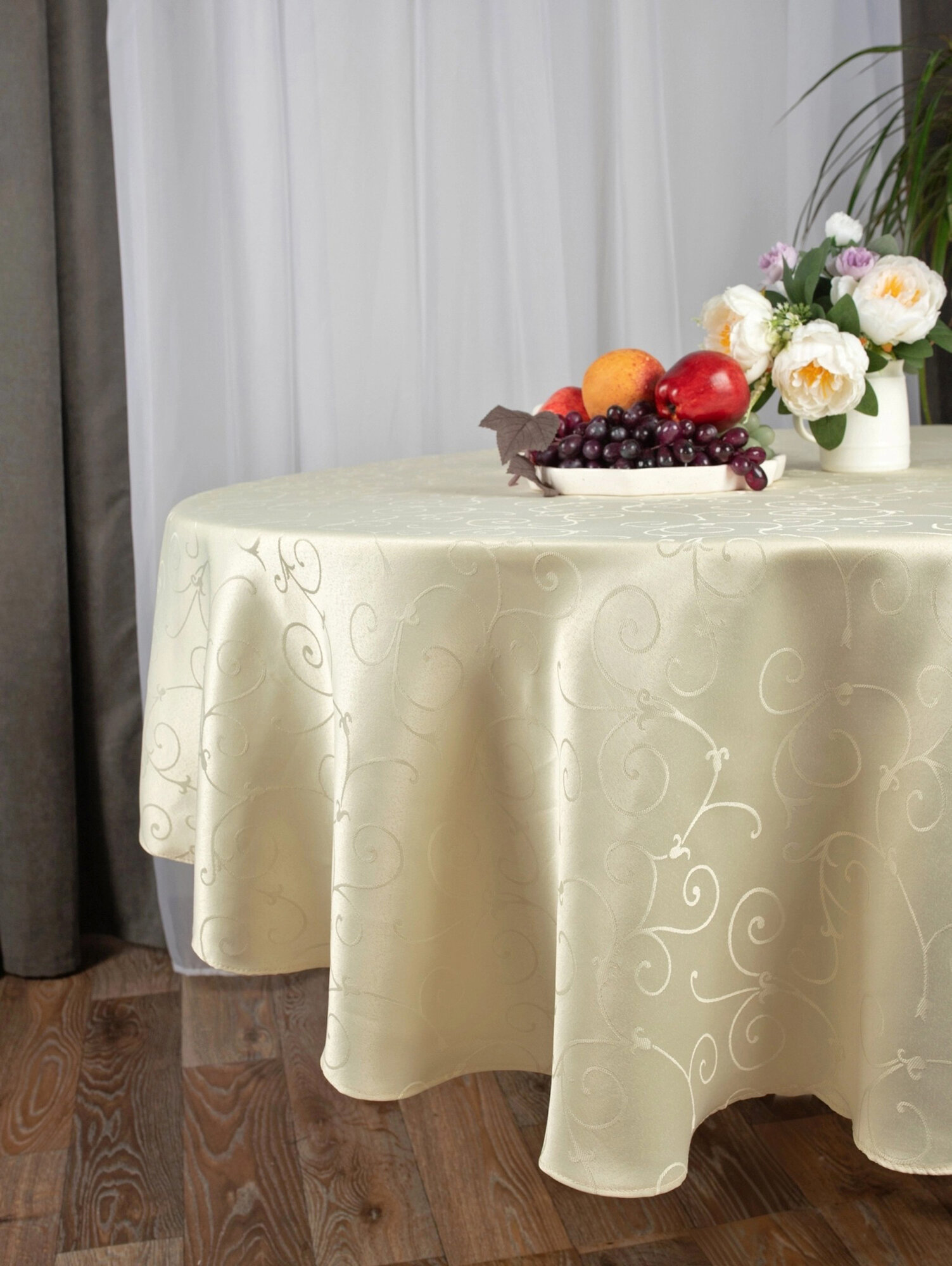 Скатерть Wellness, круглая, водоотталкивающая, 150см, тканевая