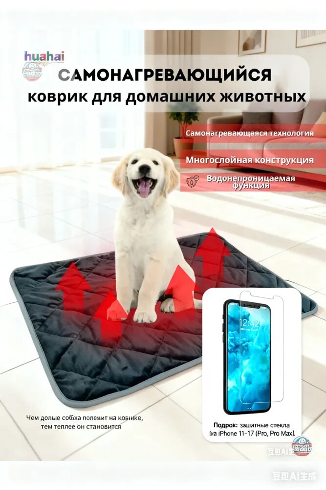 Самонагревающийся коврик для кошек и собак 58x88 см термомат с теплоизоляцией, водонепроницаемый и безопасный, уютное место для питомцев