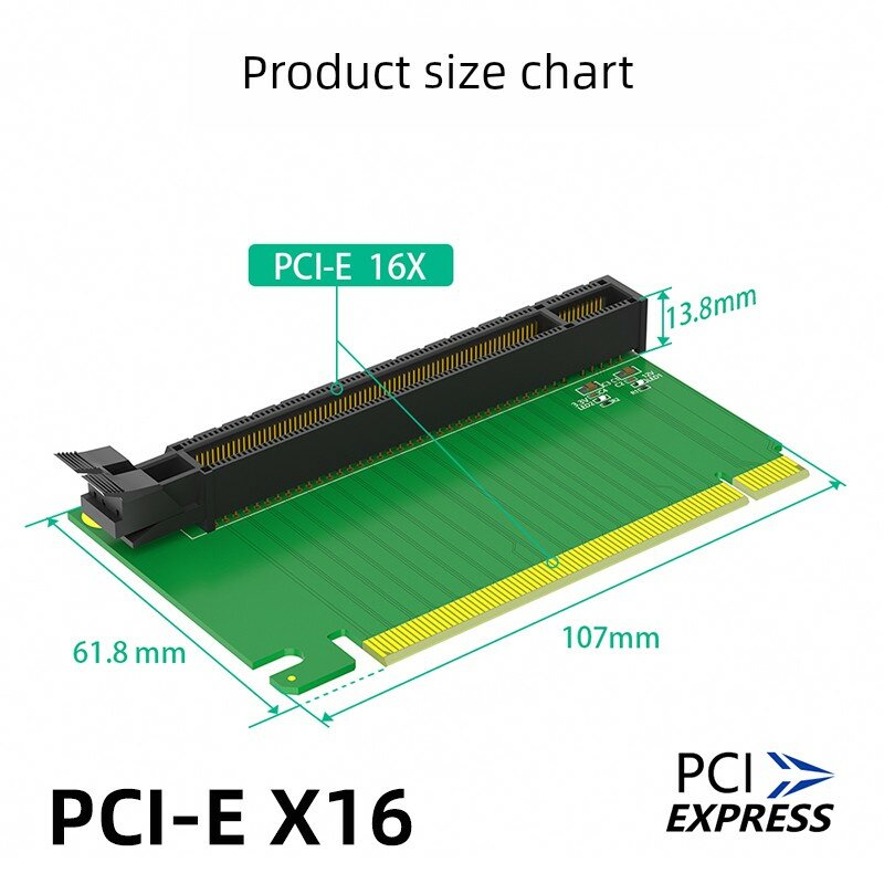 PCIe x16 обратный ризер кард, 90-градусный угол для расширения GPU в серверном корпусе