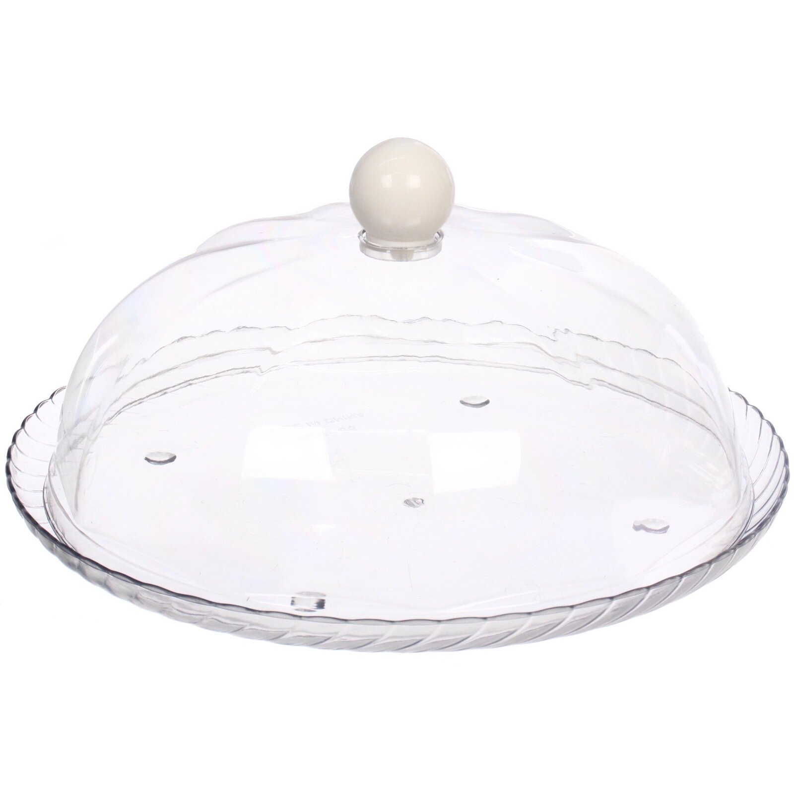 Блюдо пластиковое с купольной крышкой 23x10 см, прозрачное, для торта и выпечки