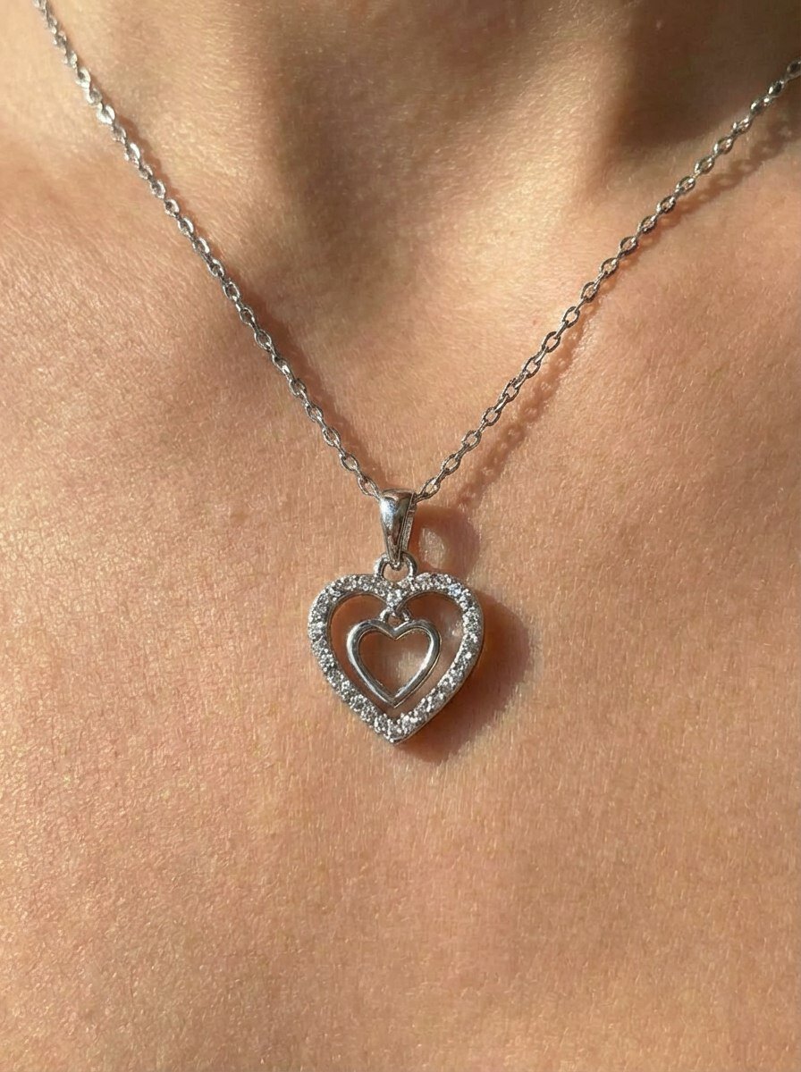 Колье, серебро, 925 проба, родирование, циркон