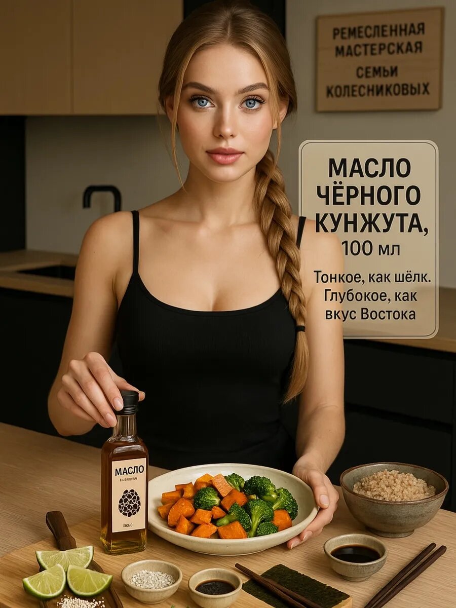 Сыродавленное масло из семян Черного кунжута - 100 мл.