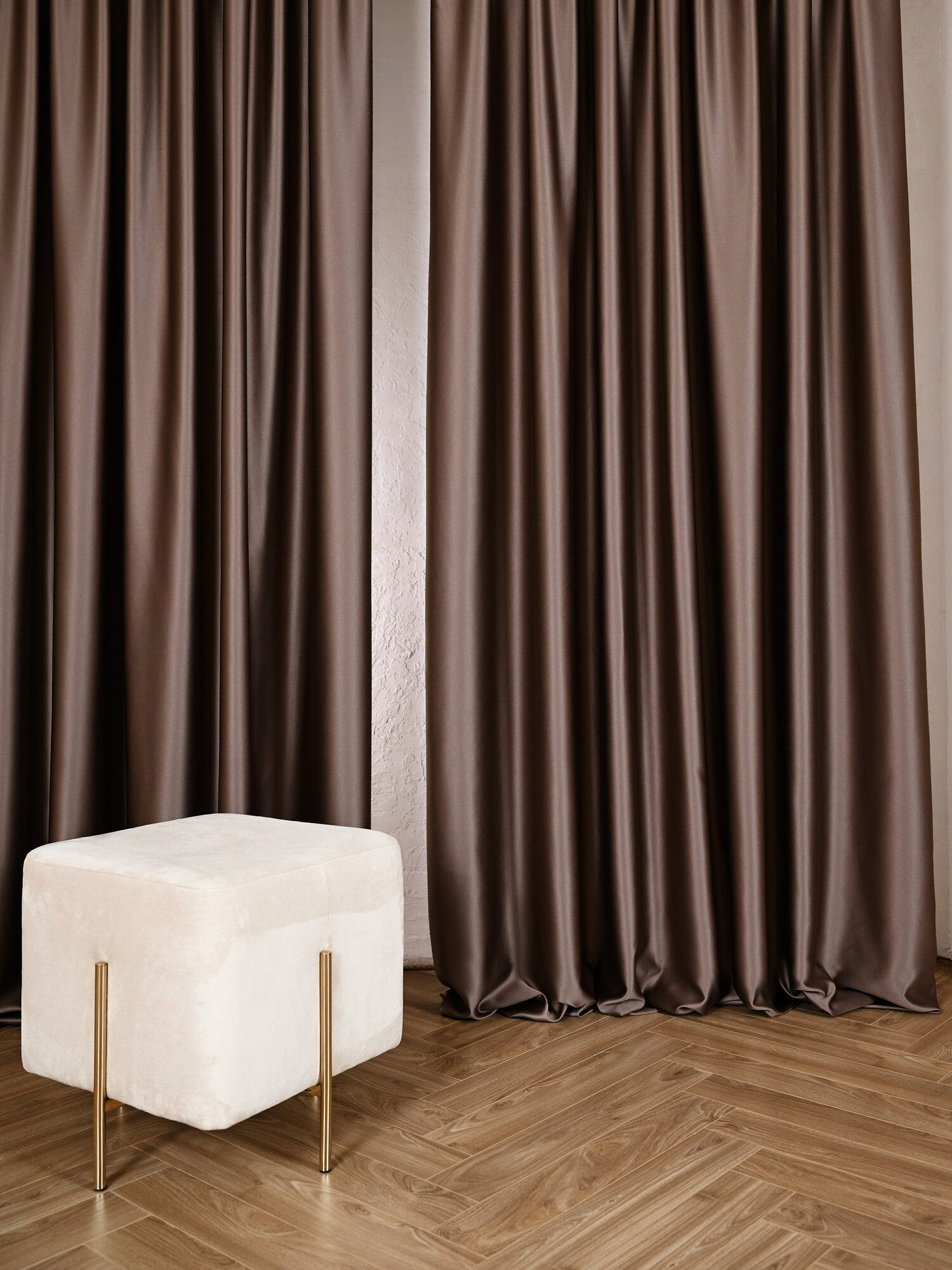 Шторы блэкаут коричневый 300х275 см, 2 полотна, (каждое 150х275 см), шторная лента 10 см Erika Home (Evrika Home)