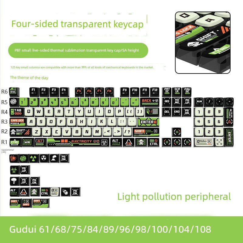 PBT прозрачные клавиши SA высота 125 штук с выключателем для механических клавиатур - тема Апокалипсис Горизонт