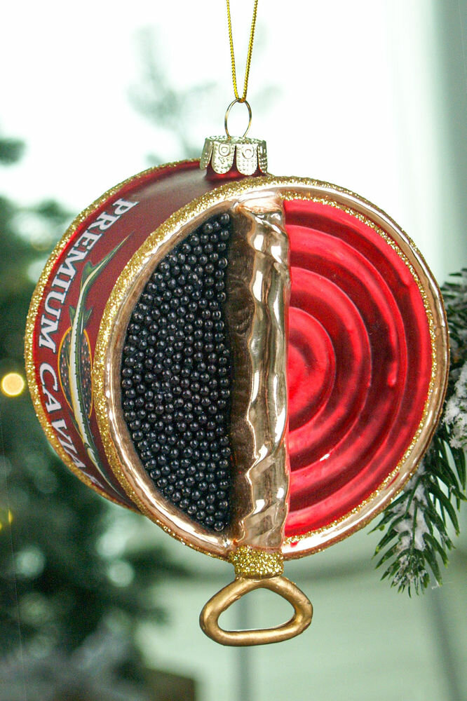 Ёлочная игрушка чёрная икра экстра-класса, стекло, красная, 11 см, Goodwill YA92701-2