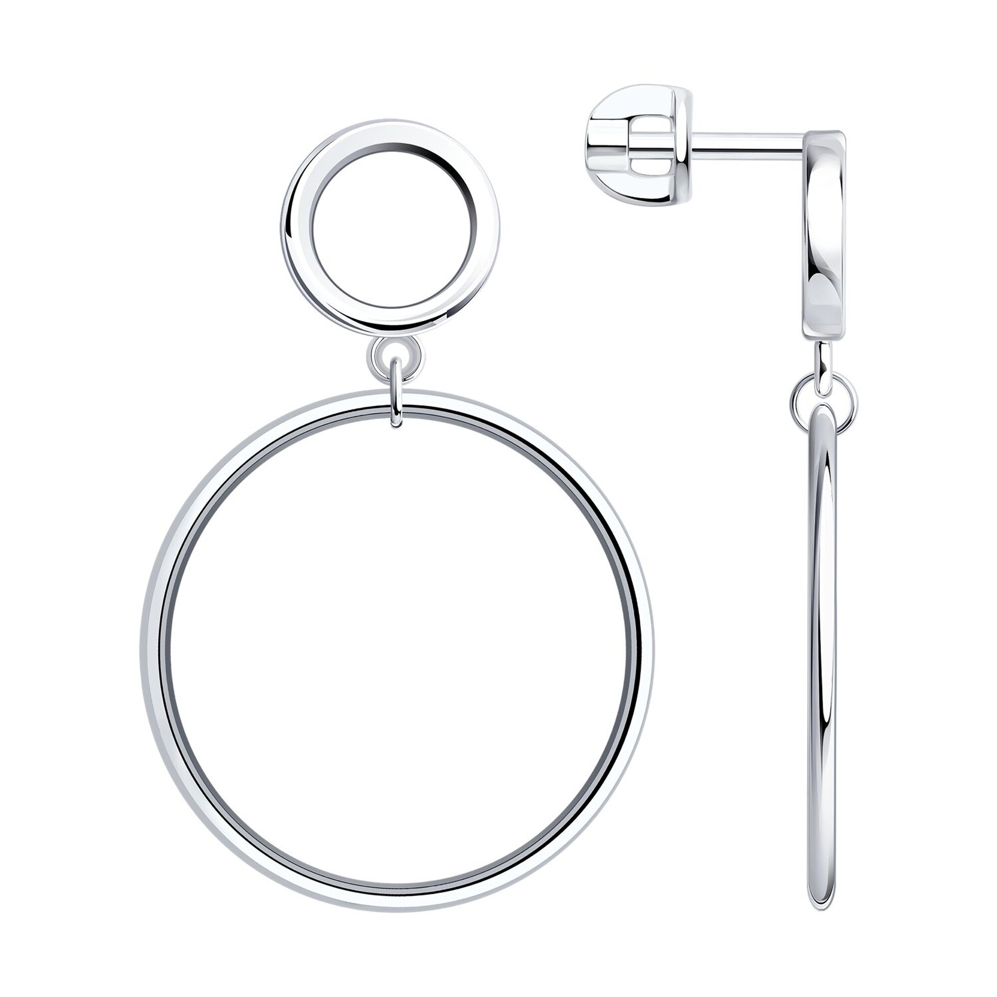 Серьги, серебро, 925 проба, родирование