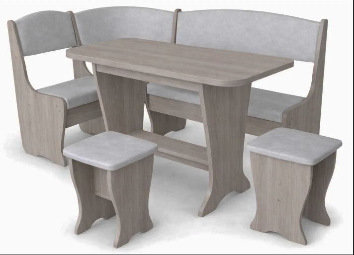 Кухонный уголок "Весна" шимо , с раскладным столом и табуретами, ЛДСП,