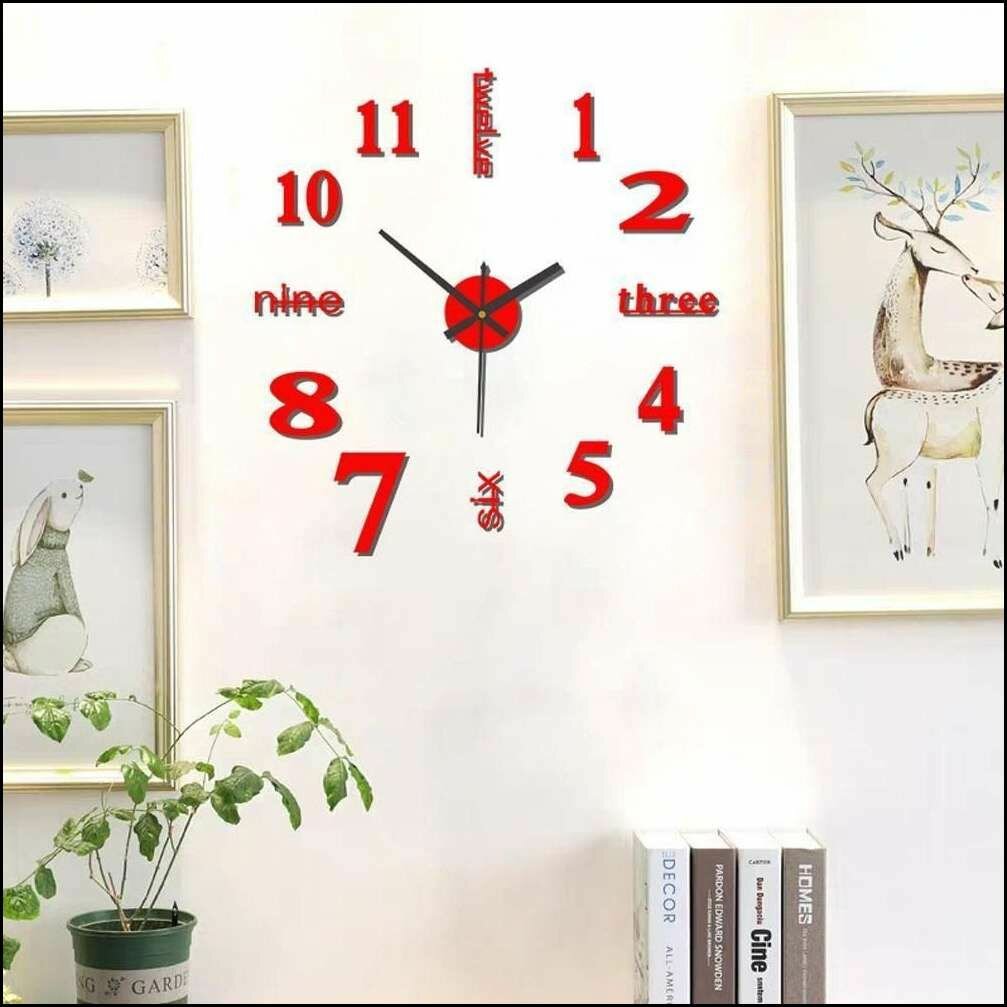 Безрамные DIY 3D зеркальные настенные часы для домашнего офиса Декор