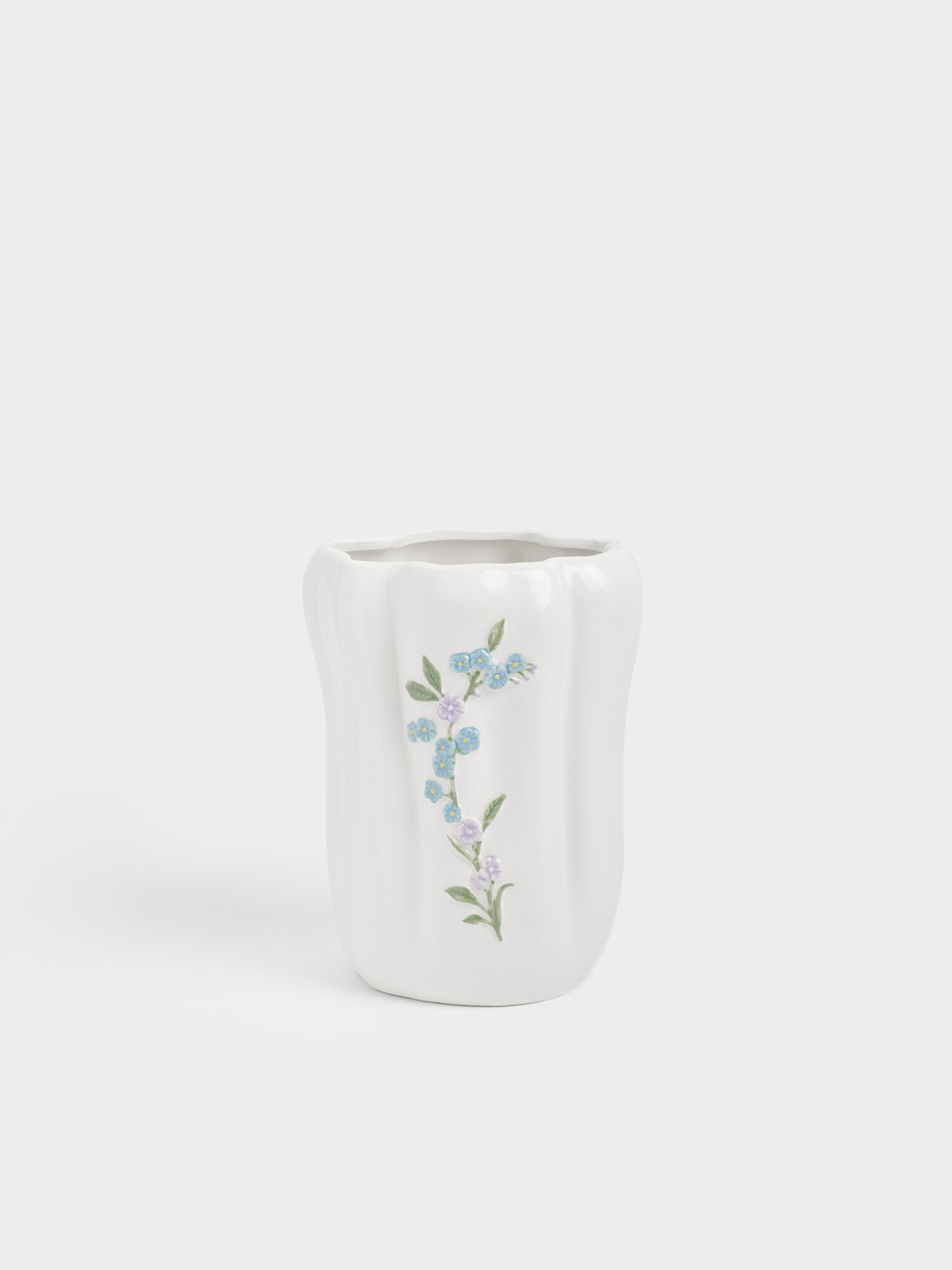 Ваза для цветов, 20 см, керамика D, белая, Незабудка, Crumple flower, Kuchenland