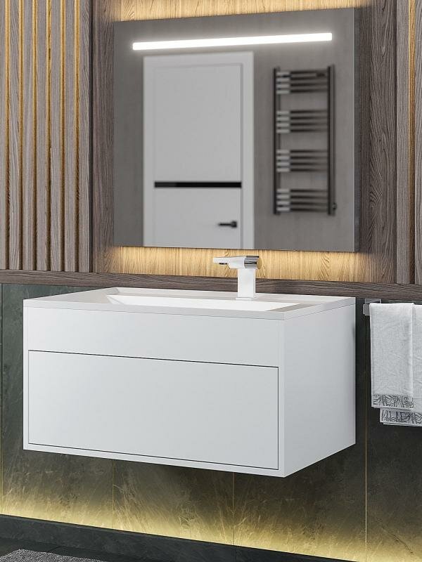 Uperwood Тумба с раковиной для ванной Uperwood Lotus Premium подвесная, 80 см, белая 39340207460