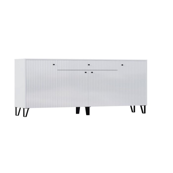 Уценка Комод Оливия, 2000×426×830, Белый/Белый глянец