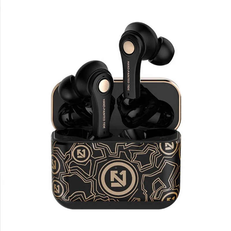 TS-100 TWS Bluetooth 5.0 Sports HIFI Stereo Noise Cancelling Waterproof Earbuds with Charging Box In Ear Gaming Headphones